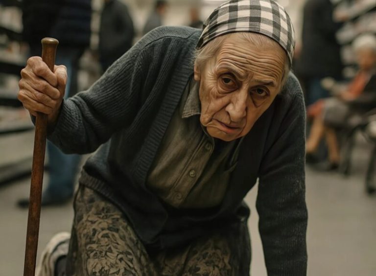 Egy idős asszony elesett a szupermarket közepén, de senki sem próbált ...